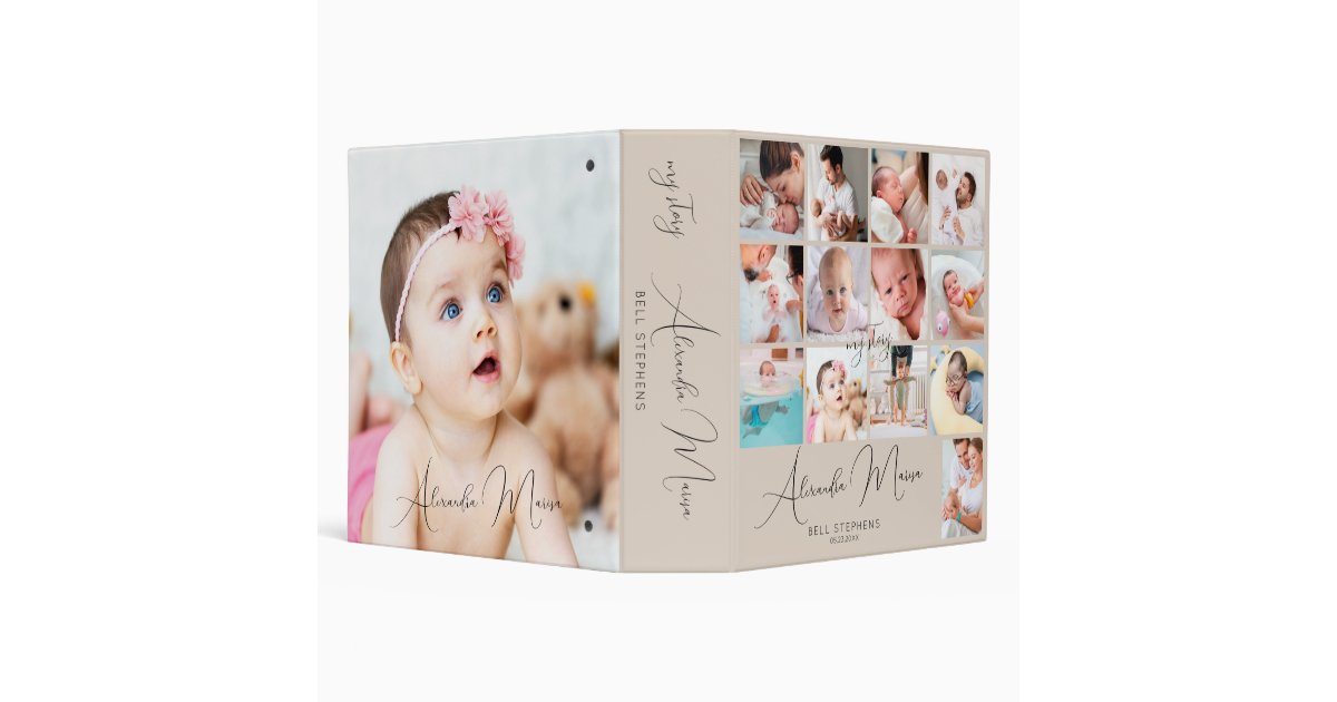 Baby's First Year Scrapbook Photo Collage Keepsake 3 Ring Binder | Zazzle