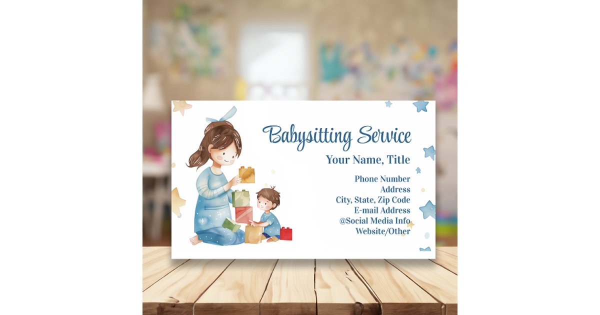 Babysitter Nanny Childcare Watercolor Play Business Card | Zazzle