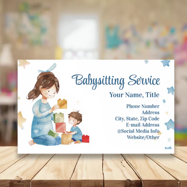 Babysitter Nanny Childcare Watercolor Play Business Card | Zazzle