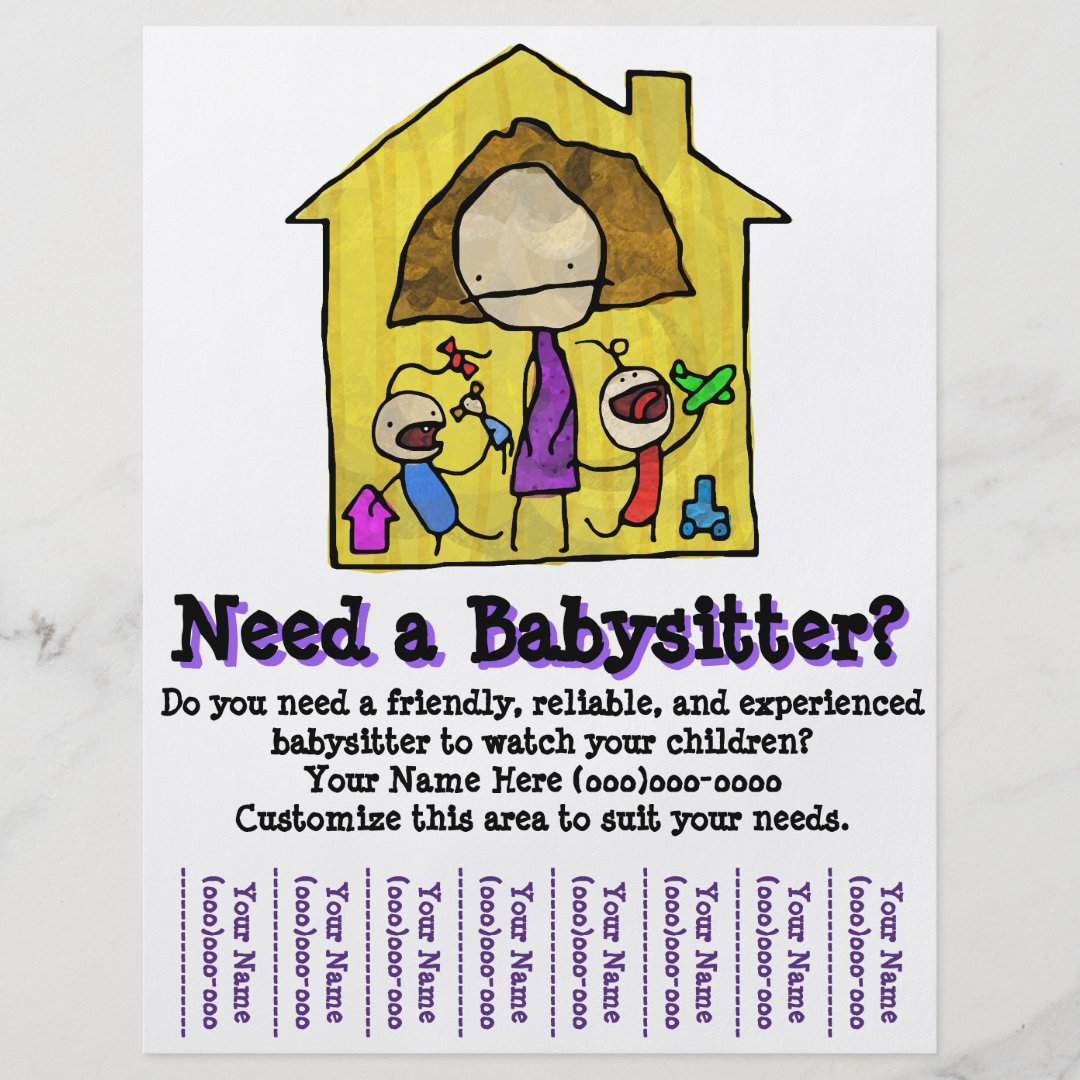 Babysitting. Babysitter. Child Care. Template Flyer | Zazzle