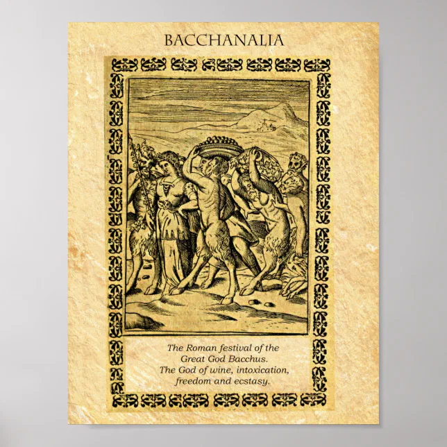 BACCHANALIA, God Bacchus Poster | Zazzle