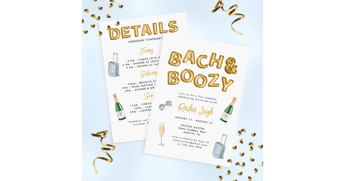 Bach & Boozy Bachelorette Weekend Invitation | Zazzle