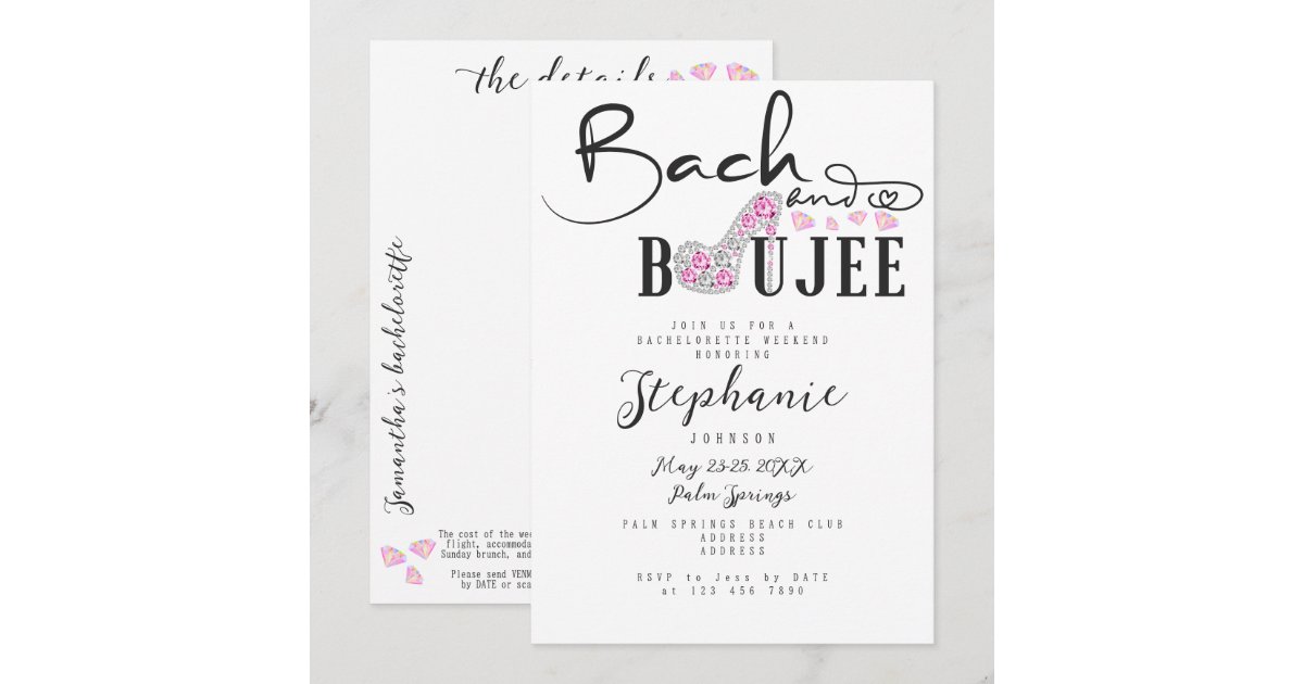 Bach & Boujee Pink Diamond Glam Bachelorette Party Invitation | Zazzle