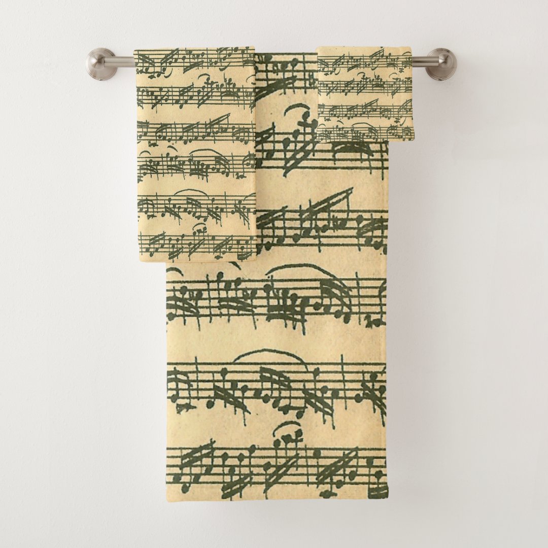 Bach Chaconne Original Music Manuscript Bath Towel Set | Zazzle