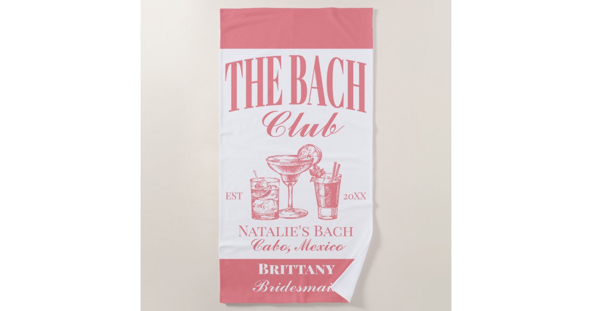 Bach Club Personalized Bachelorette Party Custom Beach Towel | Zazzle