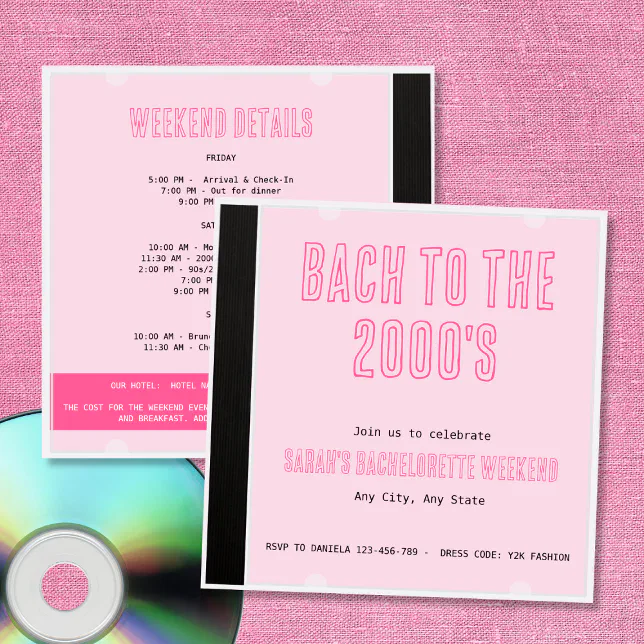 Bach To The 2000's CD Cover Bachelorette Y2K Invitation | Zazzle
