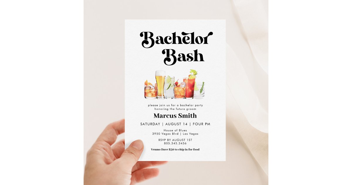 Bachelor Bash Retro Vintage Style Invitation | Zazzle