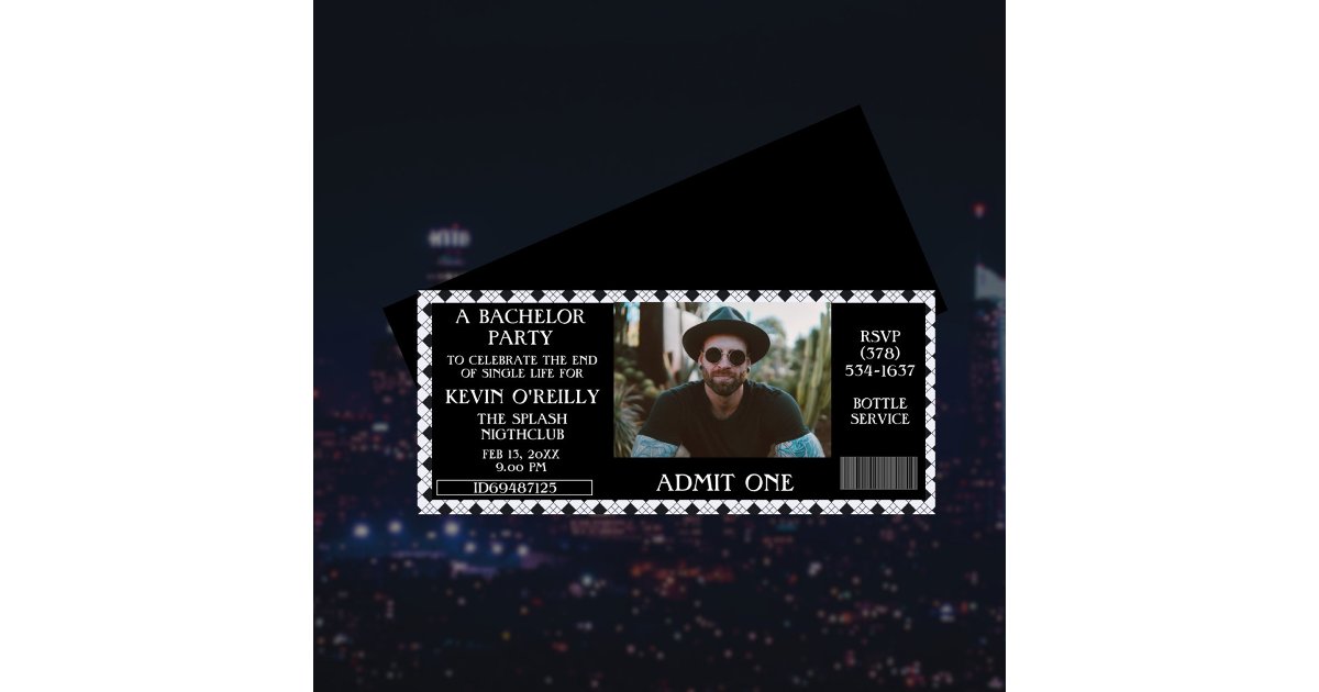 Bachelor or Stag Party Photo Invitation Ticket | Zazzle