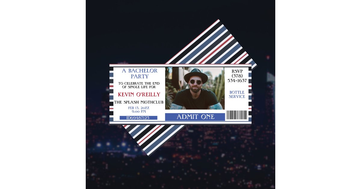 Bachelor or Stag Party Photo Invitation Ticket | Zazzle