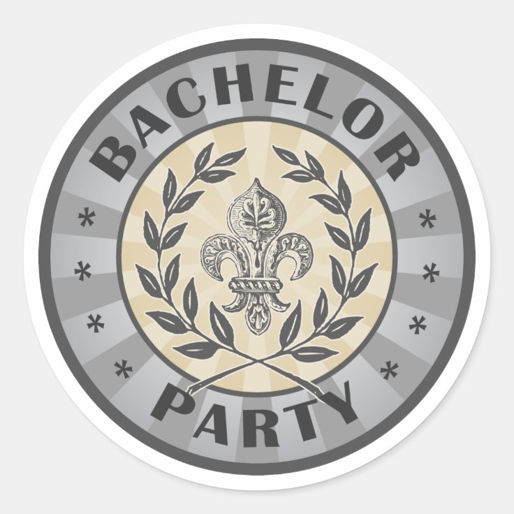 Bachelor Party Crest Design Classic Round Sticker | Zazzle