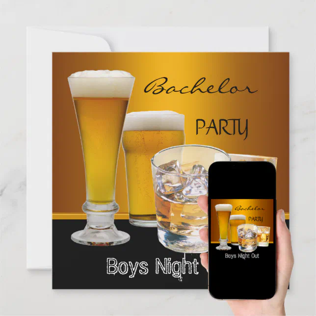 Bachelor Party Drinks Beer Boys Night Out, Invitation | Zazzle