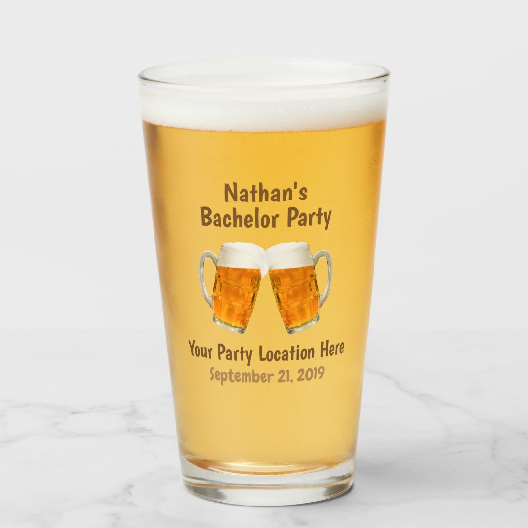 Bachelor Party Favor Beer Cheers Pint Glass | Zazzle
