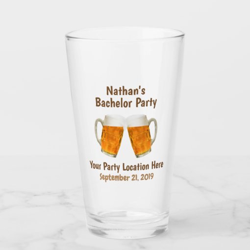 Bachelor Party Favor Beer Cheers Pint Glass | Zazzle