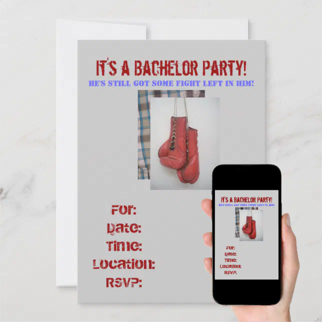 Bachelor Party Invitations Fight left , Boxing Glo | Zazzle