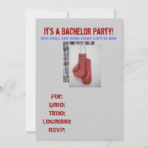 Bachelor Party Invitations Fight left , Boxing Glo | Zazzle