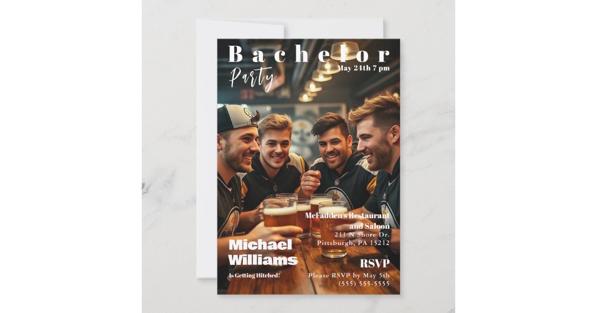 Bachelor Party Magazine Cover Invitation | Zazzle