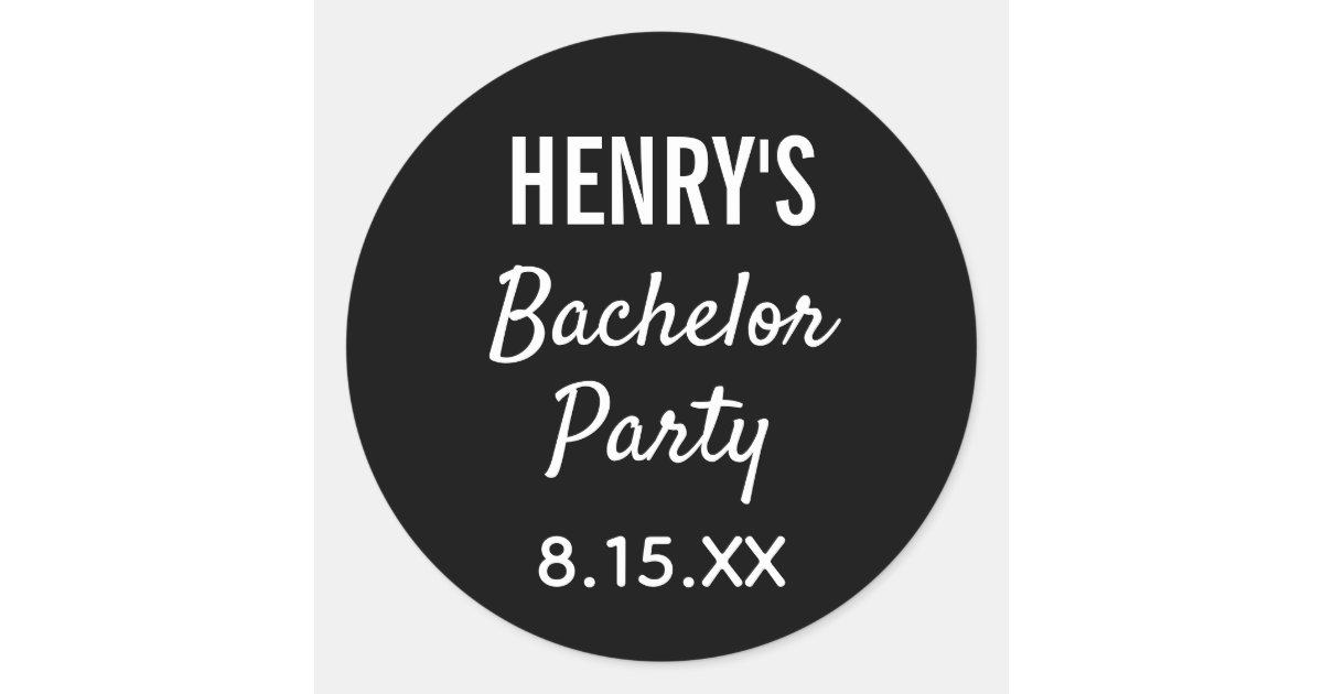 Bachelor Party Modern Typography Wedding Classic Round Sticker | Zazzle
