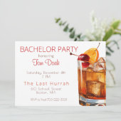 Bachelor Party Old Fashioned Drink White Invitation | Zazzle