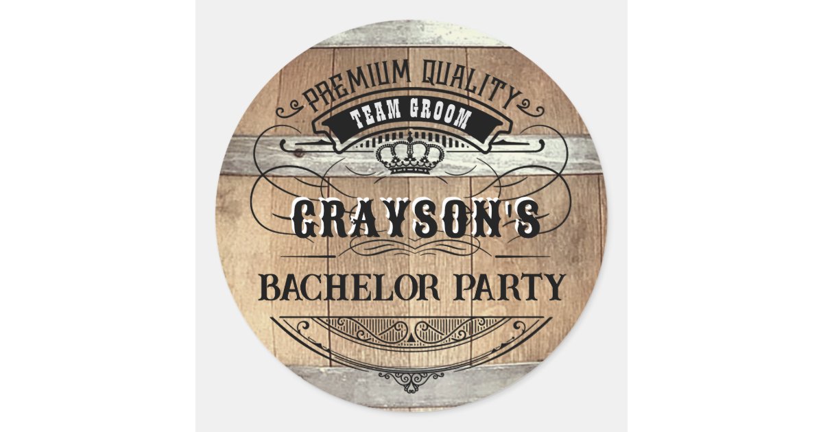 Bachelor Party Rustic Classic Round Sticker | Zazzle