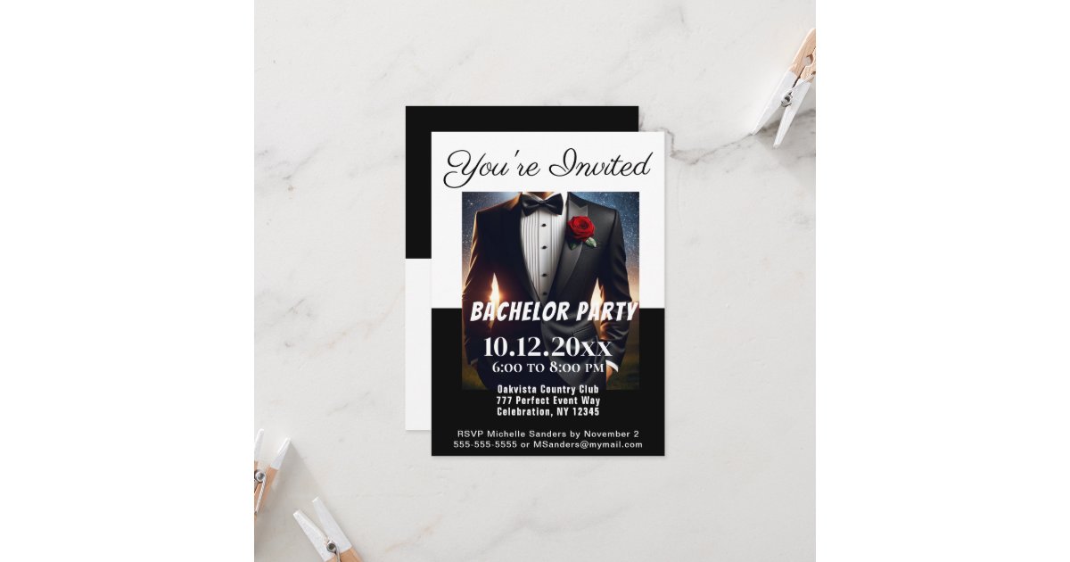 Bachelor Party Tuxedo Invitation | Zazzle