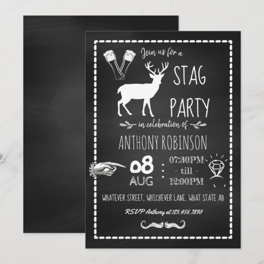 Bachelor Stag Party Celebration Chalkboard Invite | Zazzle.com