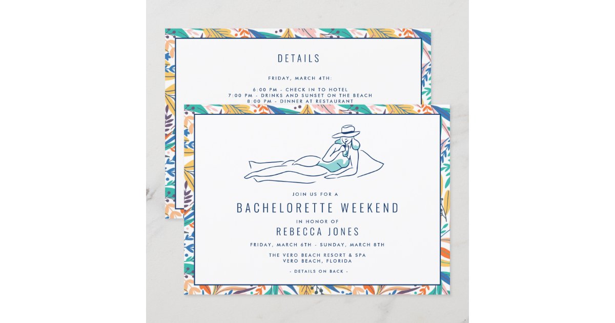 Bachelorette Beach Weekend Getaway Invitation | Zazzle.com