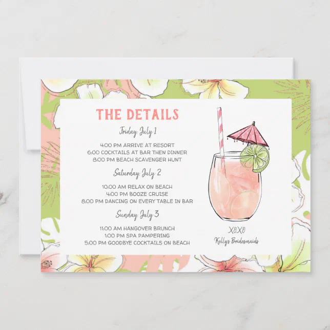 Bachelorette Beach Weekend Getaway Invitation | Zazzle