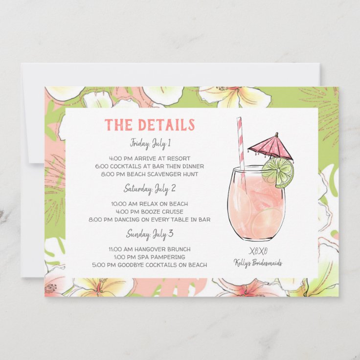 Bachelorette Beach Weekend Getaway Invitation | Zazzle