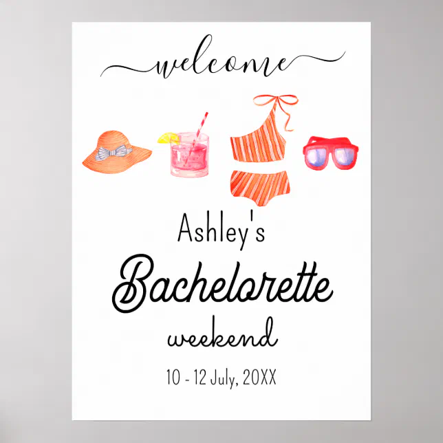Bachelorette Beach Weekend Party Poster | Zazzle
