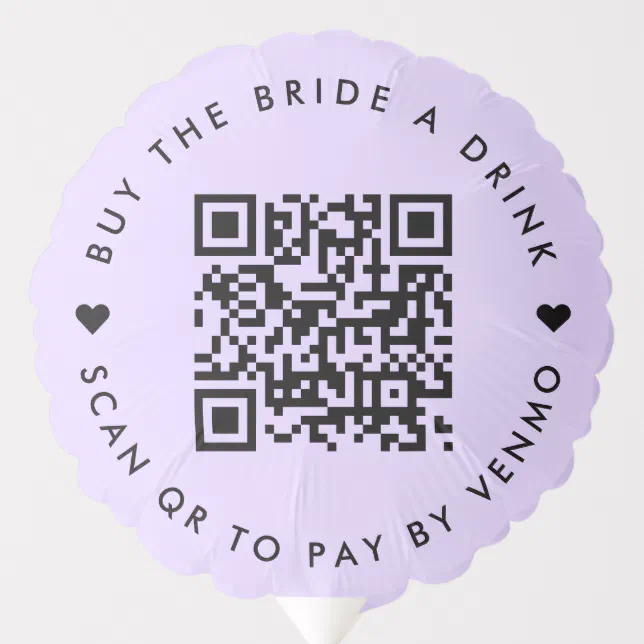 Bachelorette Buy The Bride A Drink Purple QR Code Balloon | Zazzle