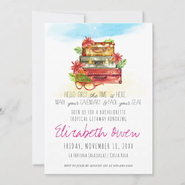 Bachelorette Destination Travel Party Invitation | Zazzle