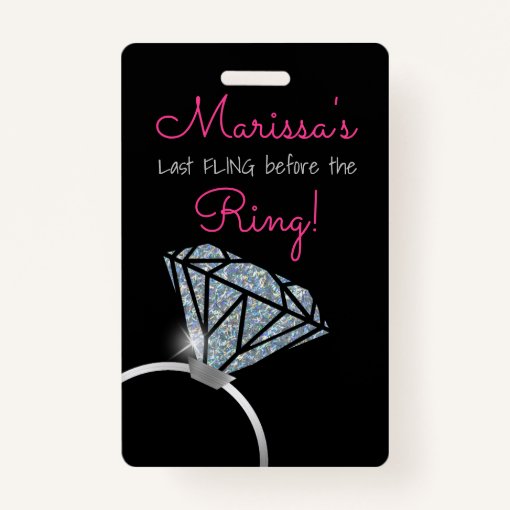 Bachelorette, Diamond ring, Party Pass, VIP Badge | Zazzle