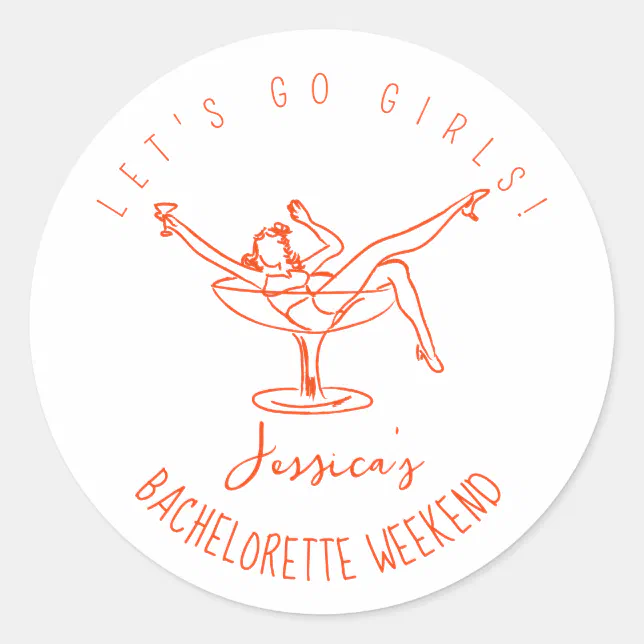 Bachelorette favor personalized sticker | Zazzle