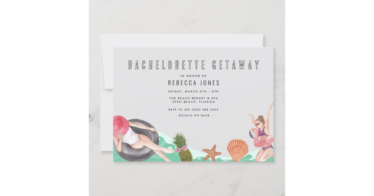 Bachelorette Getaway Girls Trip Invitation | Zazzle
