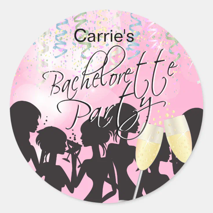 Bachelorette Girls Night Out - Pink Classic Round Sticker | Zazzle
