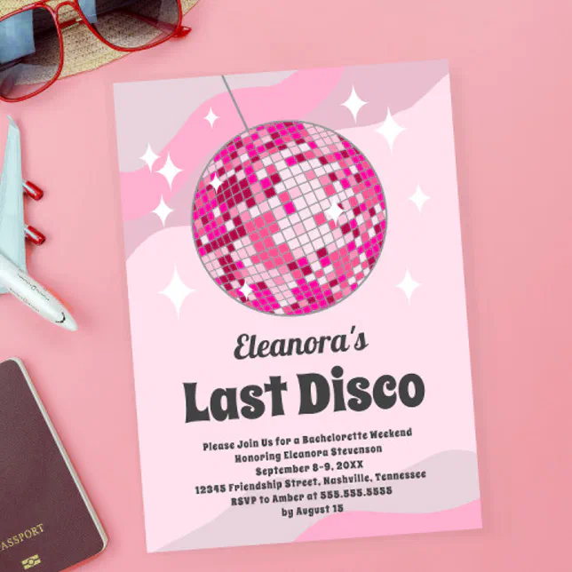 Bachelorette Groovy Last Disco Invite, Disco Ball Invitation | Zazzle