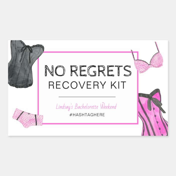 Bachelorette No Regrets Recovery Kit Rectangular Sticker | Zazzle.com