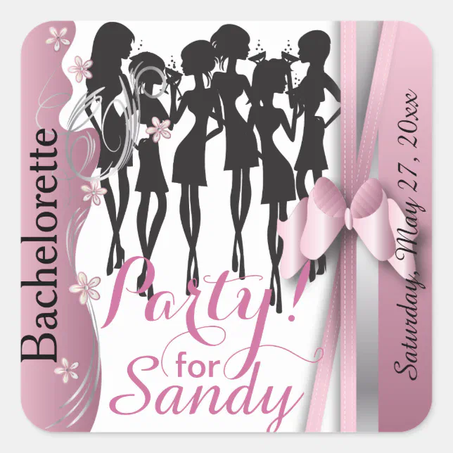 Bachelorette or Birthday Party Diva Girls Square Sticker | Zazzle
