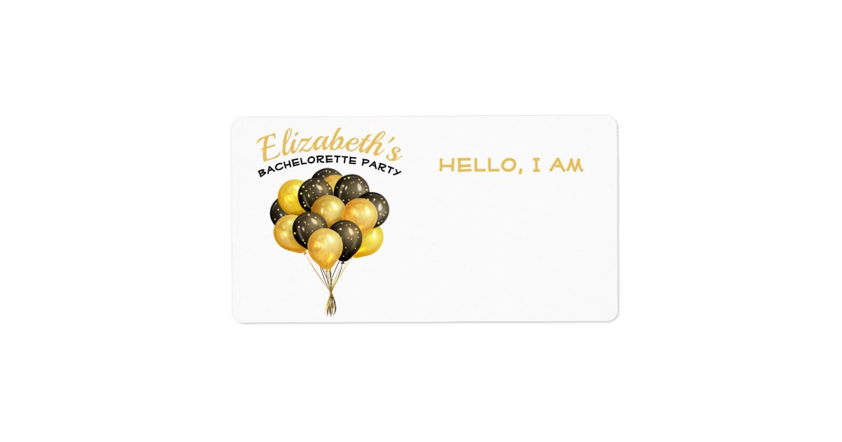 Bachelorette Party Balloons Paper Label Name Tags | Zazzle