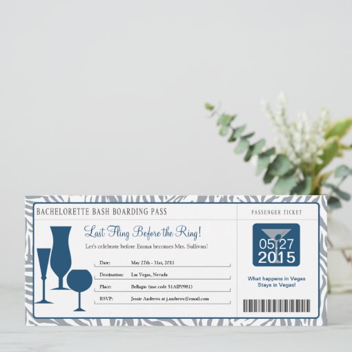 Bachelorette Party Boarding Pass Invitation | Zazzle