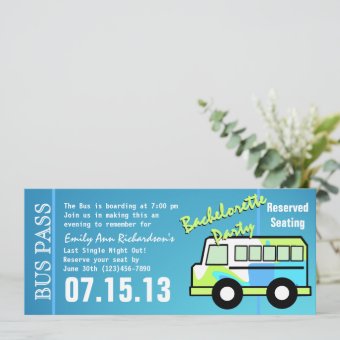 Bachelorette Party Bus Pass Invitation | Zazzle