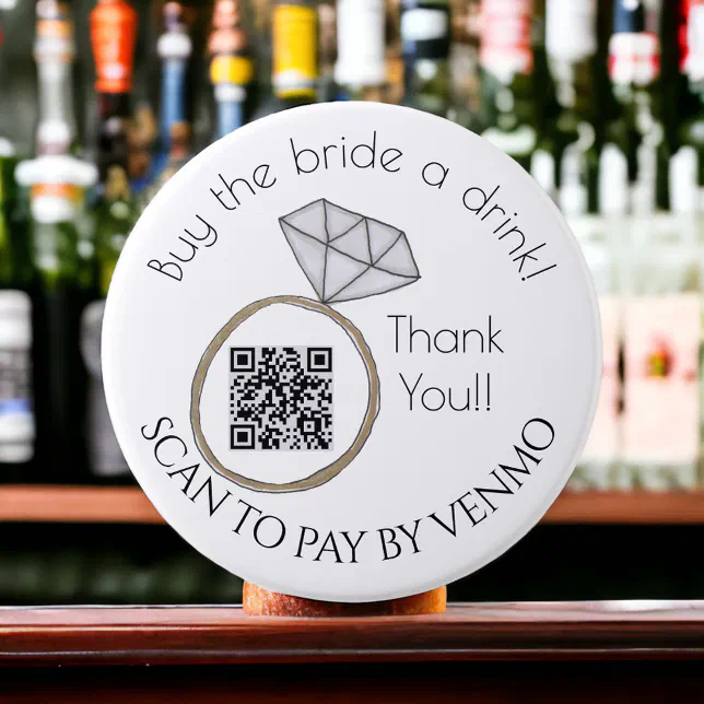 Bachelorette Party Buy the Bride a Drink QR Code Button | Zazzle