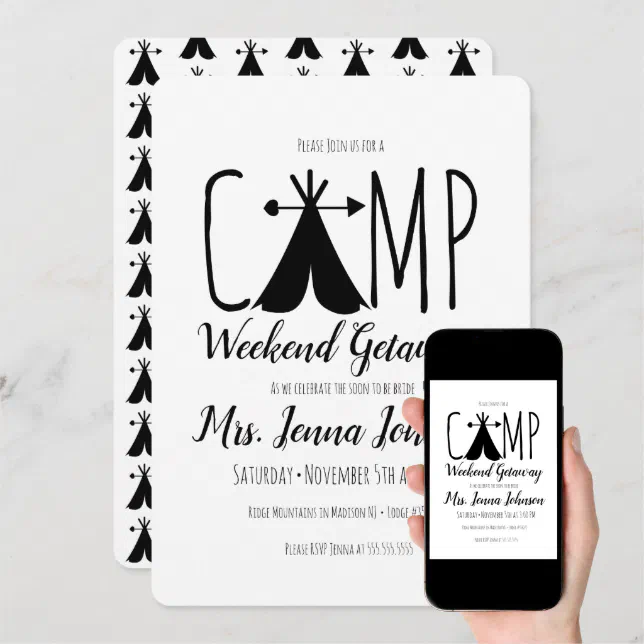 Bachelorette Party Camping Weekend Tent Invitation | Zazzle