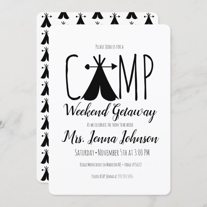 Bachelorette Party Camping Weekend Tent Invitation | Zazzle.com