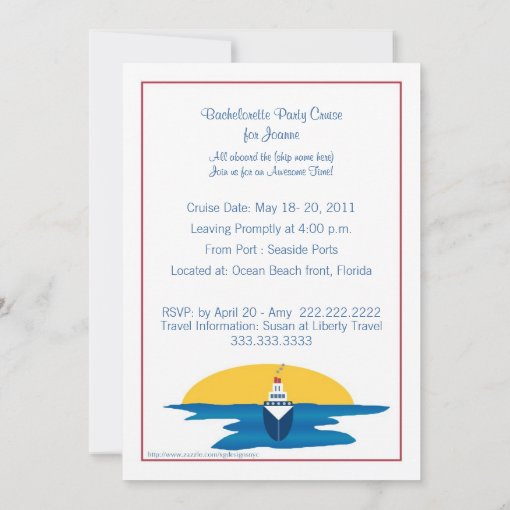 Bachelorette Party Cruise Invite - Sunset Design | Zazzle