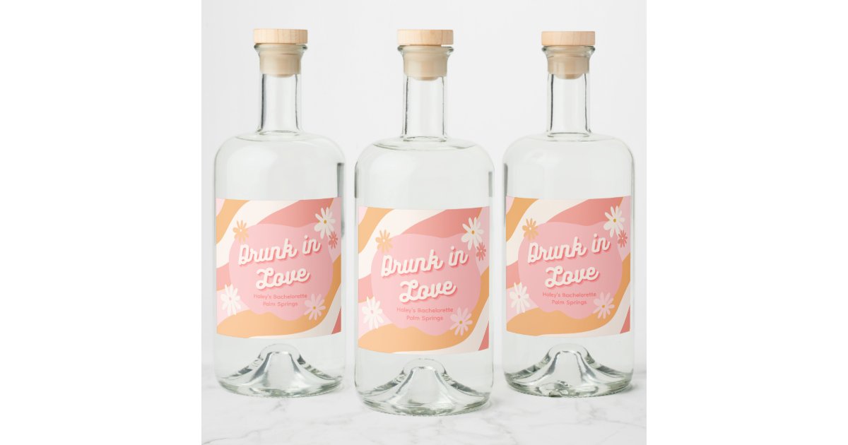 Bachelorette Party Drunk in Love Retro Pink Liquor Bottle Label | Zazzle