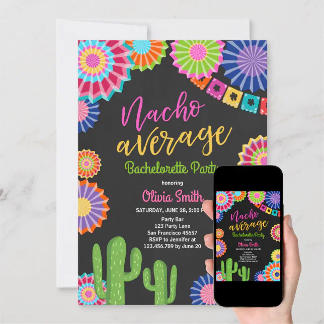 Bachelorette party Fiesta Invitation Nacho Average | Zazzle
