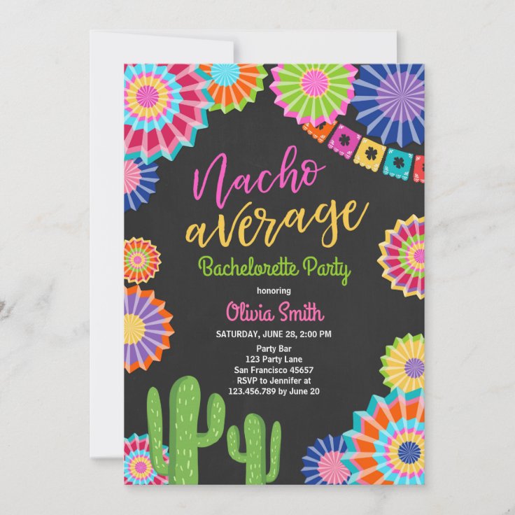 Bachelorette party Fiesta Invitation Nacho Average | Zazzle