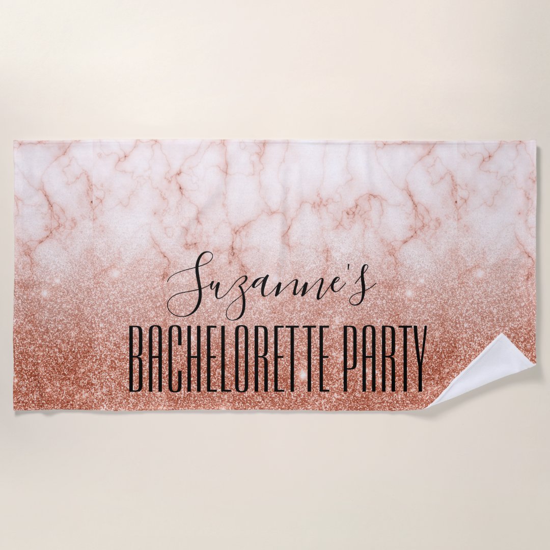 Bachelorette Party Girl's Trip Weekend Rose Gold Beach Towel | Zazzle