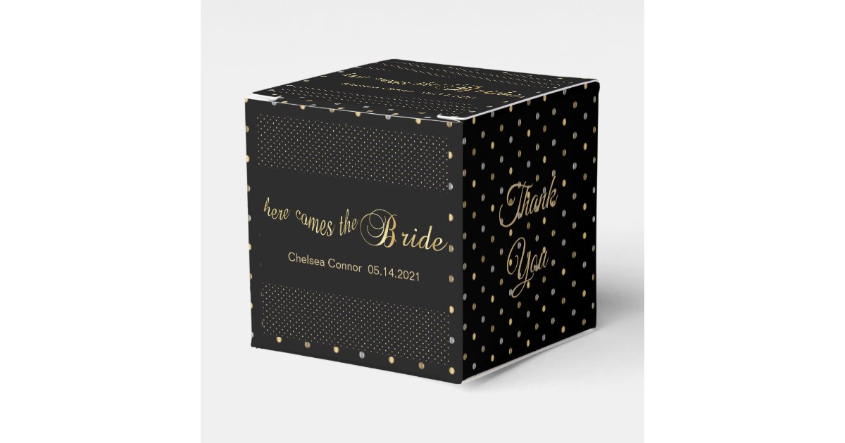 Bachelorette Party - Here Comes The Bride - Black Favor Boxes | Zazzle
